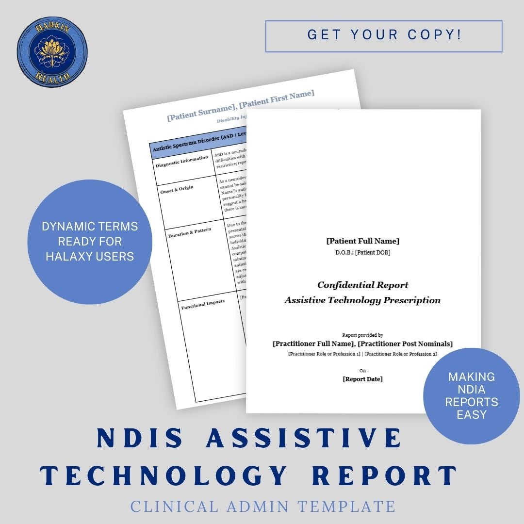 NDIS Assistive Technology Report Clinical Admin Template | Harkin Health