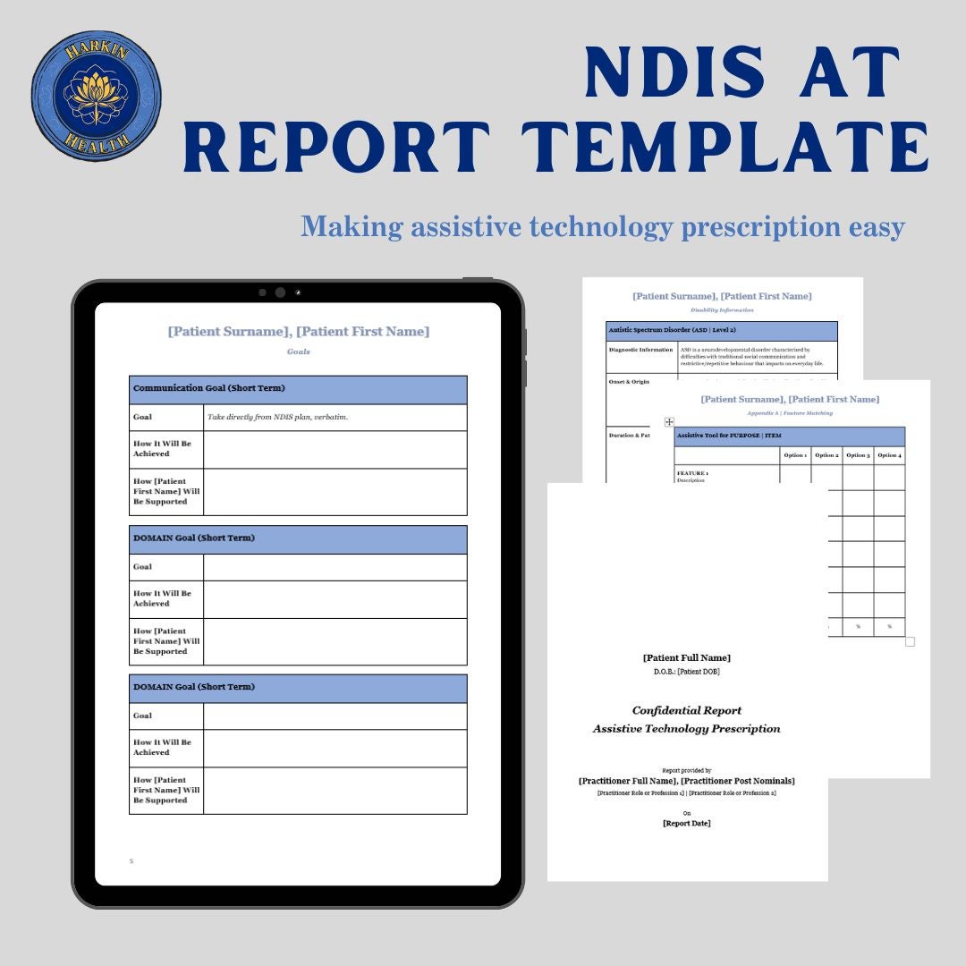 NDIS Assistive Technology Report Clinical Admin Template | Harkin Health